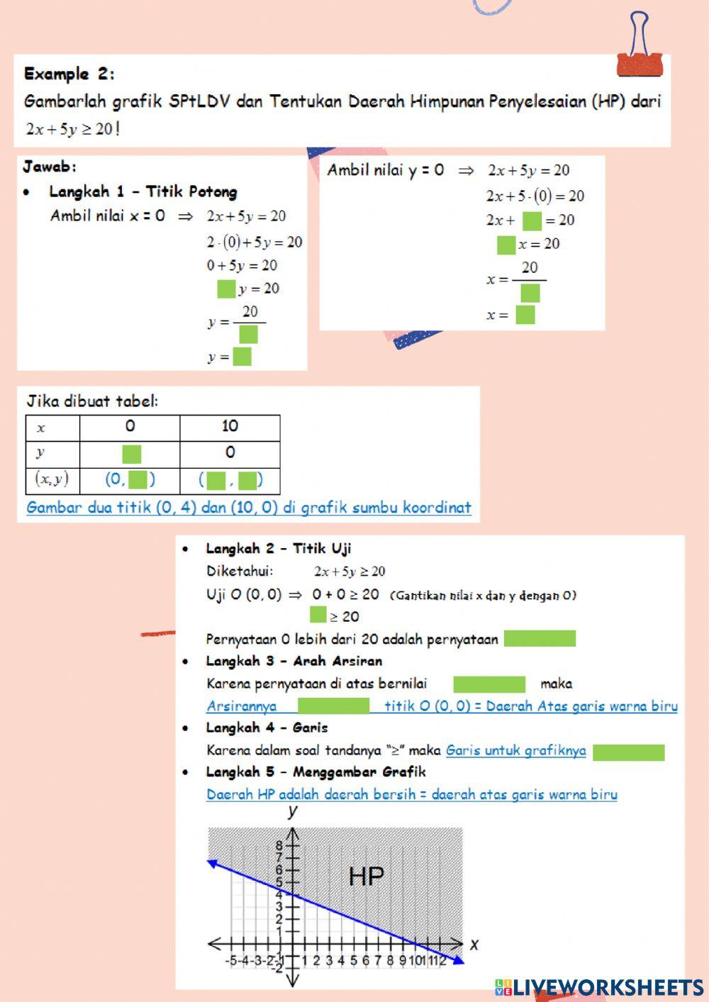 Menggambar Grafik SPtLDV worksheet | Live Worksheets
