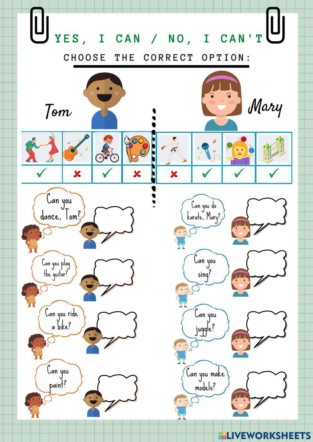 Can you...? English as a Second Language (ESL) activity | Live Worksheets
