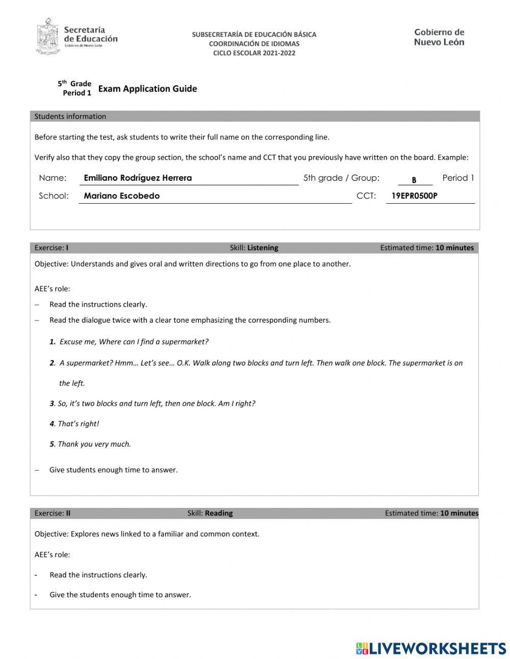 First period exam 5th grade worksheet | Live Worksheets