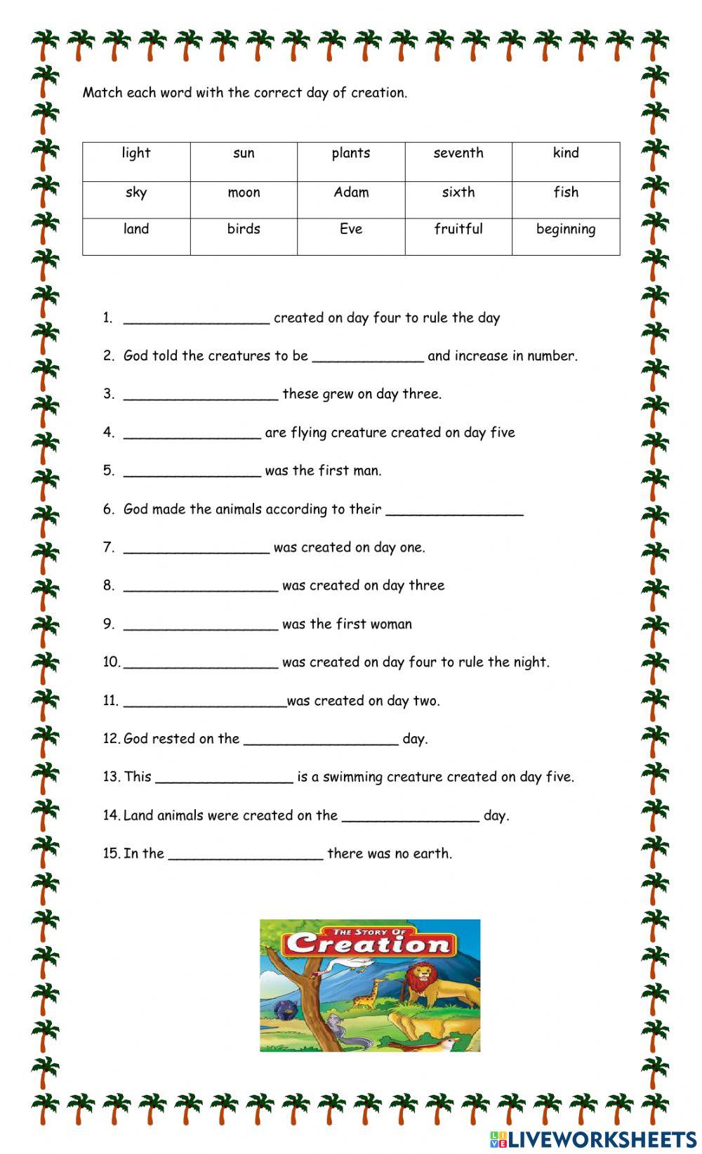 The Creation Story Online Worksheet Live Worksheets, 55% OFF