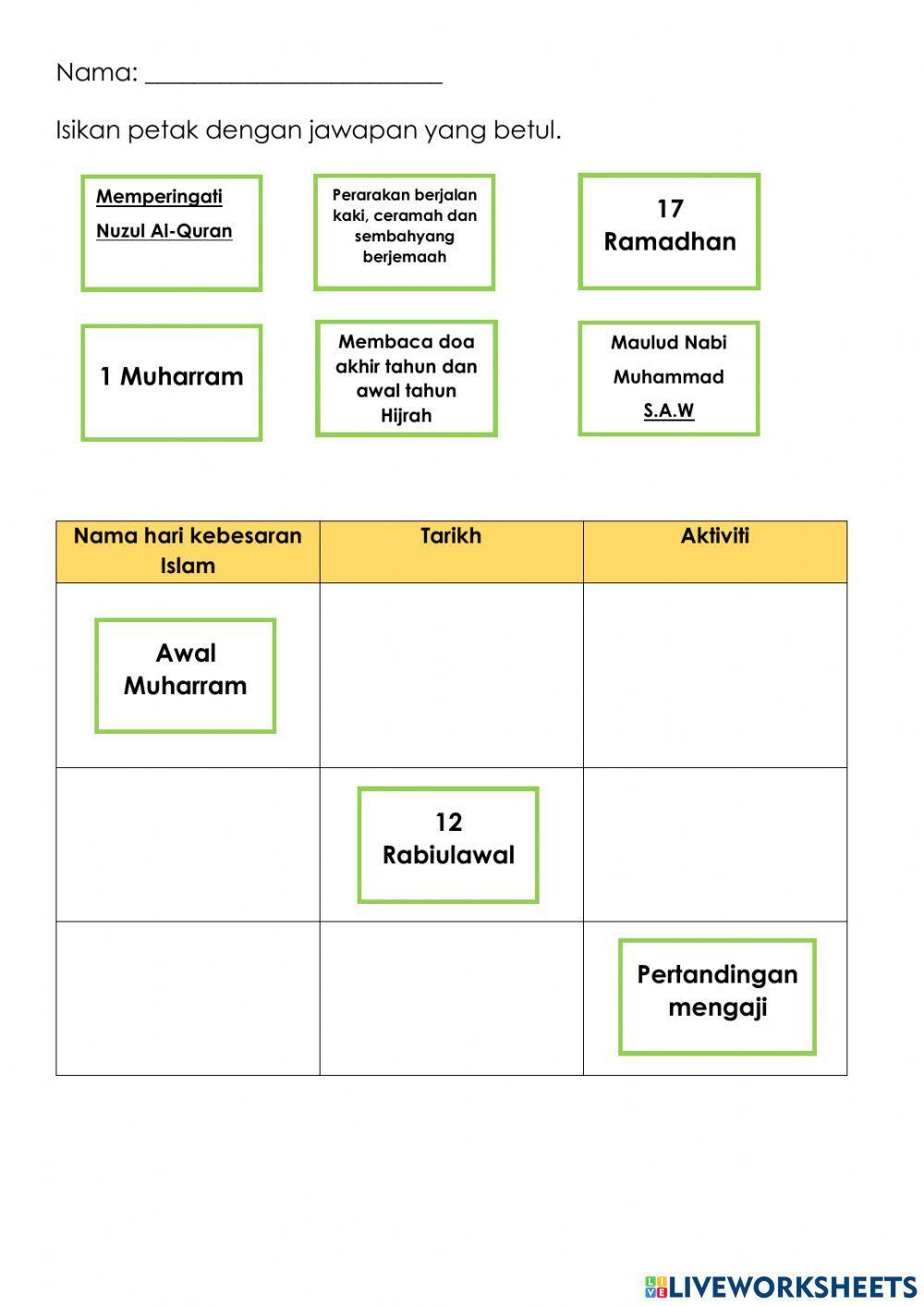 Hari-hari Kebes… | Free Interactive Worksheets | 1602348