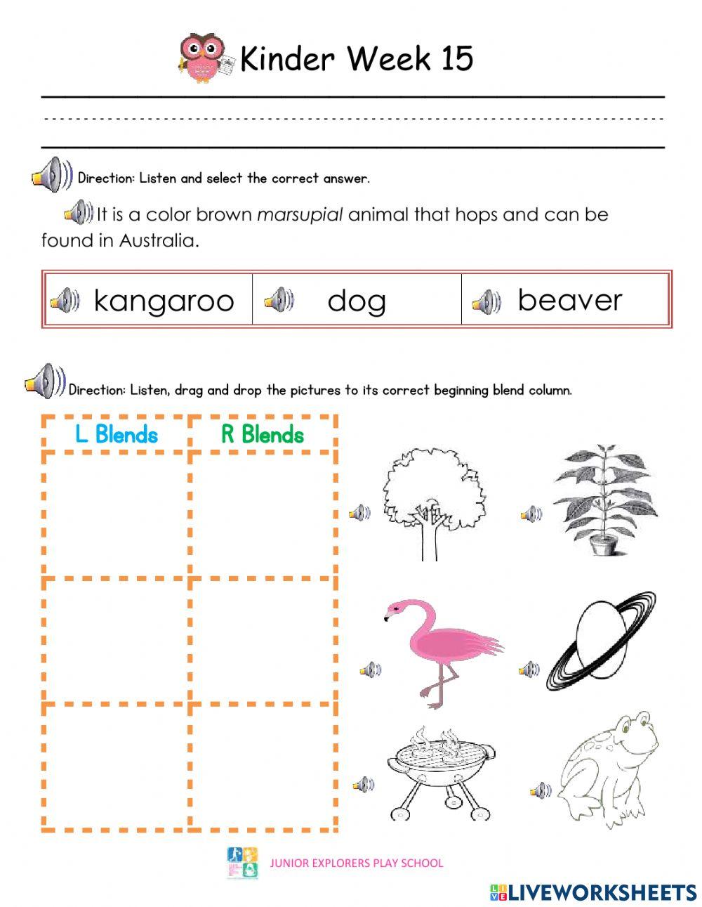 Kinder Summative Assessment Week 15 worksheet | Live Worksheets