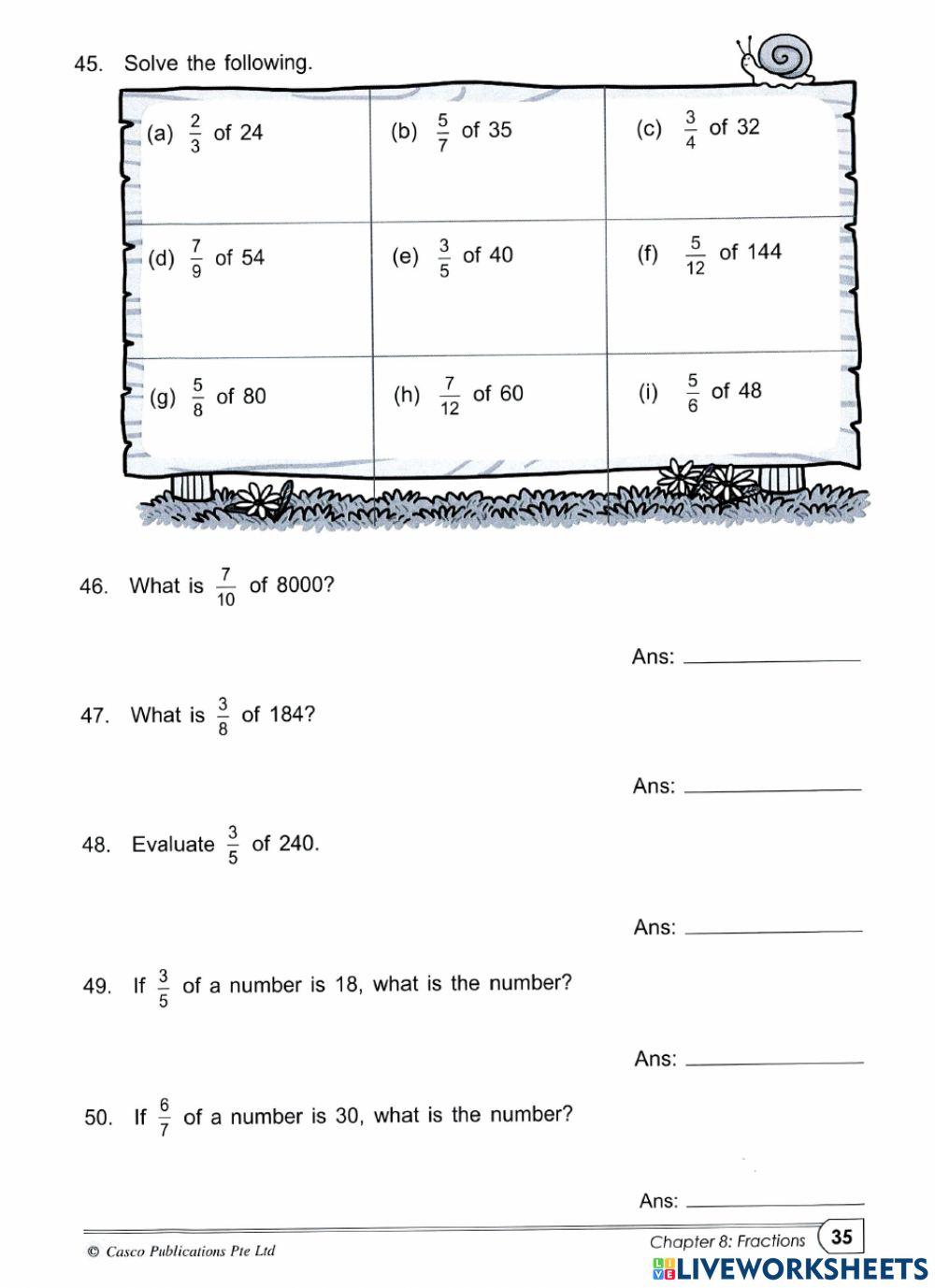 MATHS-FRACTION OF A SET-WS1 online exercise for | Live Worksheets
