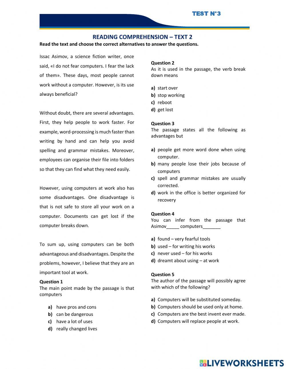 Tag questions interactive worksheet for Science 1 | Live Worksheets