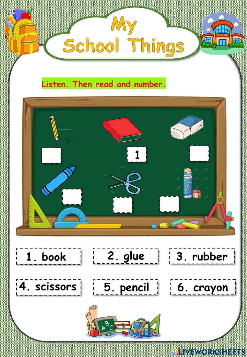 School things online exercise for GradeK | Live Worksheets