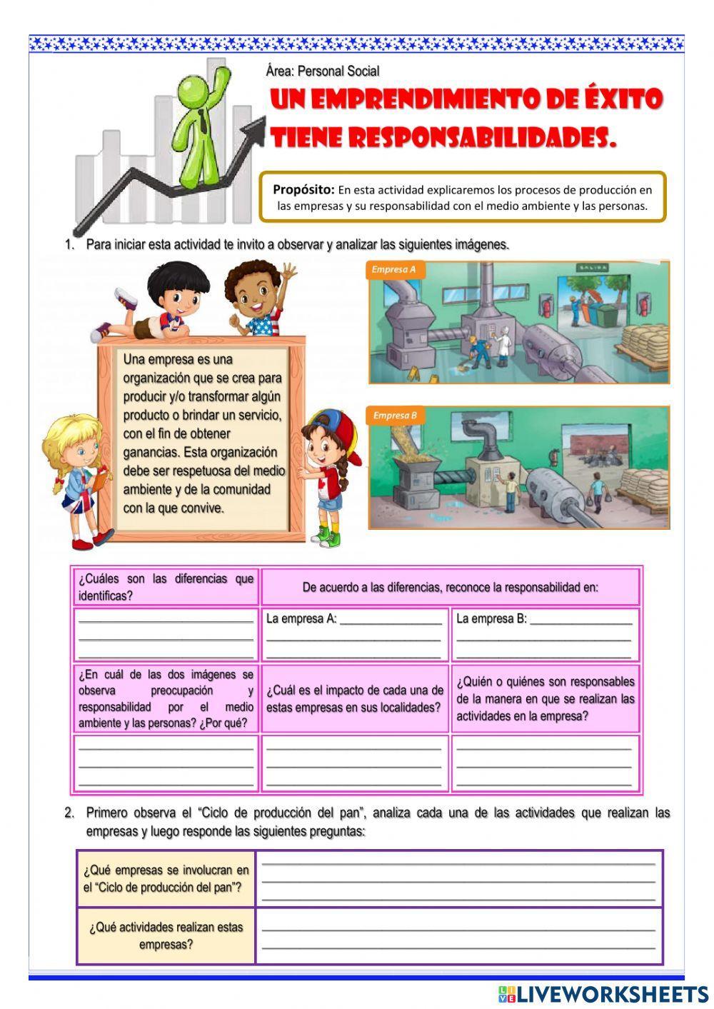 Un emprendimien… | Free Interactive Worksheets | 1695105