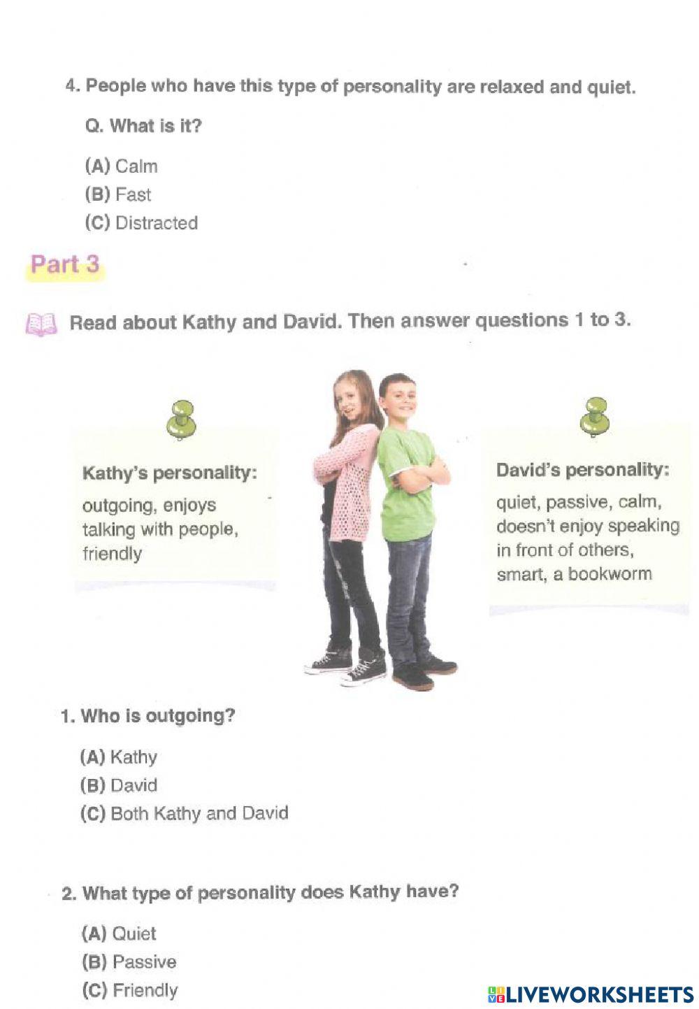 Unit 4 Personality worksheet | Live Worksheets