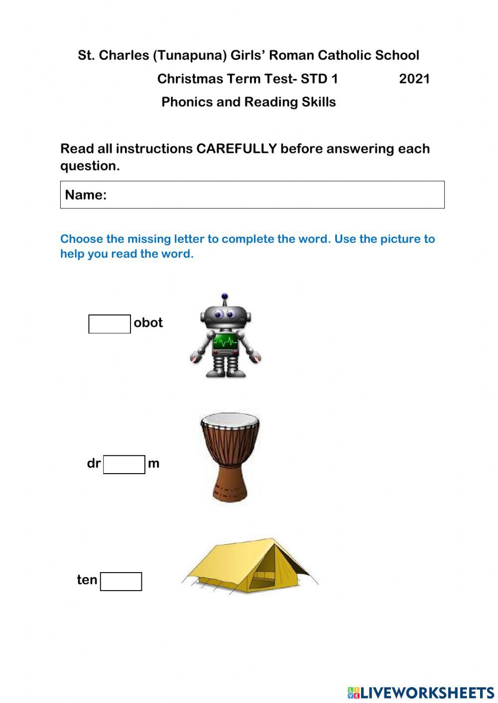 Phonics and Reading Skills Test | mel christopher