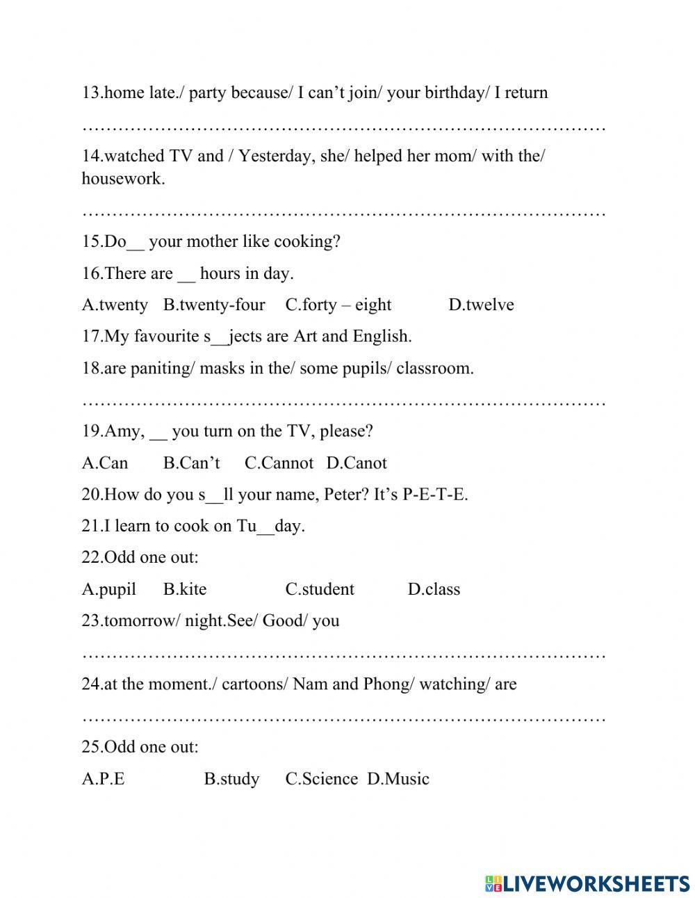 Practice online exercise for 4 | Live Worksheets