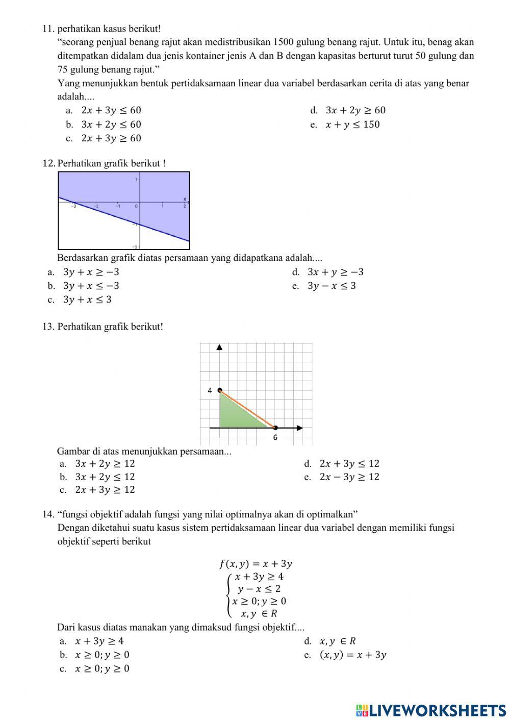 Pas mtk wajib xi 1695838 | SintanL | Live Worksheets