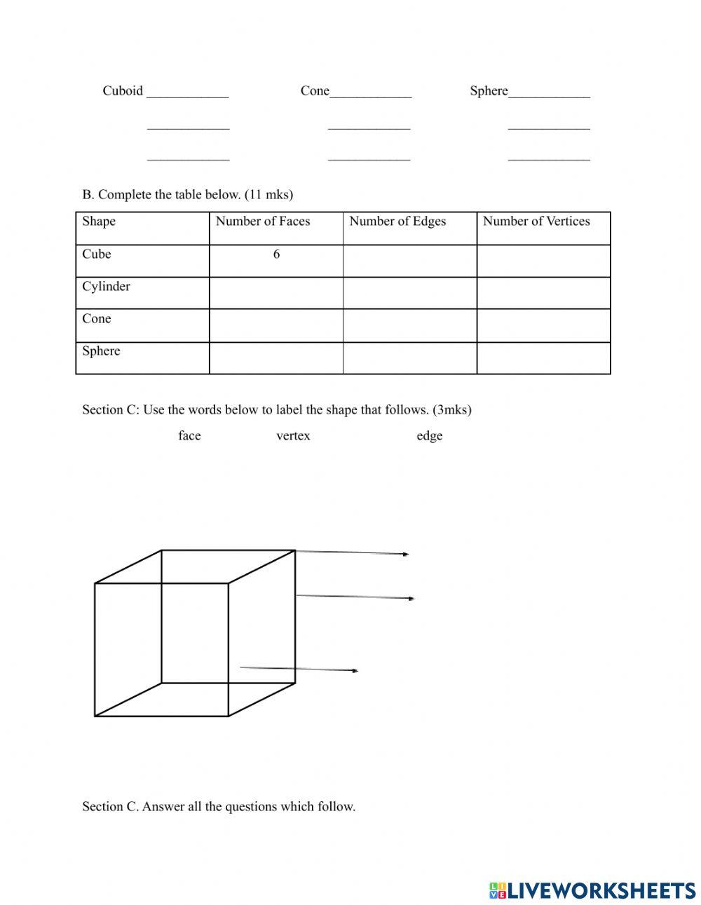 3498247 | 3-D shapes Test Grade 4 | Sheba Francis