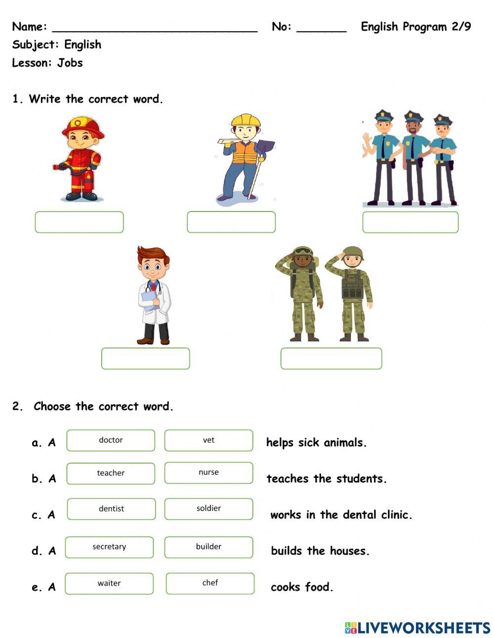 Jobs online exercise for | Live Worksheets