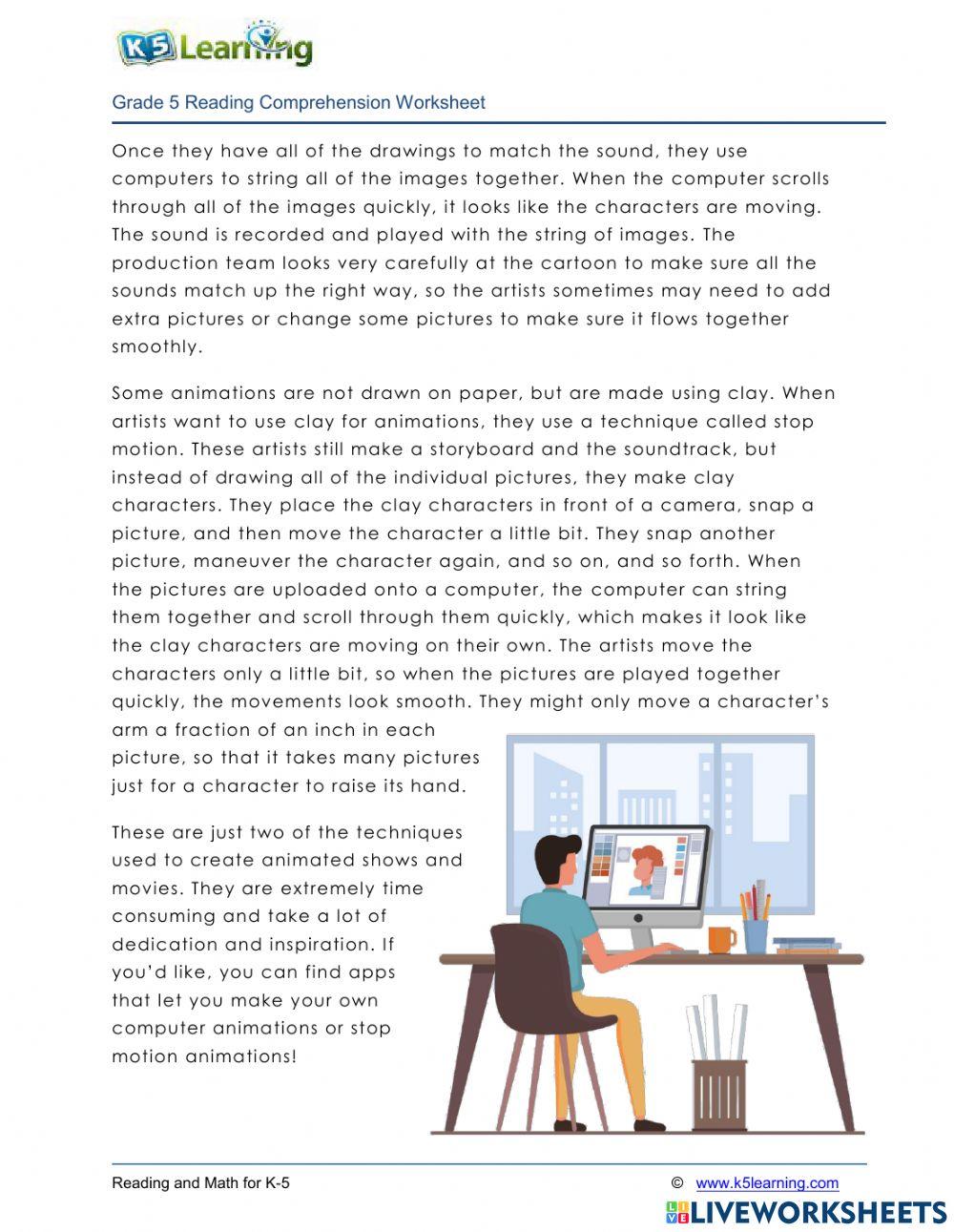Reading G5 - How to Make Animations online exercise for | Live Worksheets
