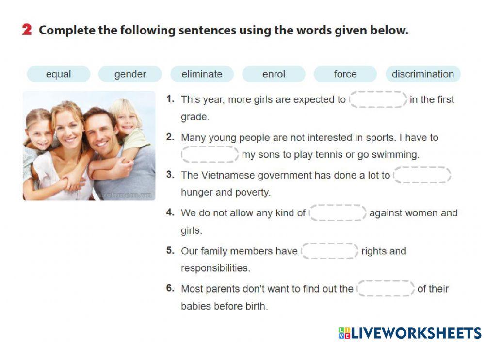 Unit6-language-Ex2 worksheet | Live Worksheets