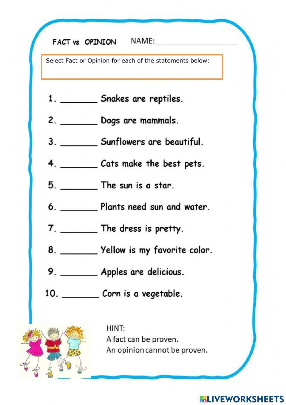 Fact And Opinion Worksheets fact-and-opinion-worksheets