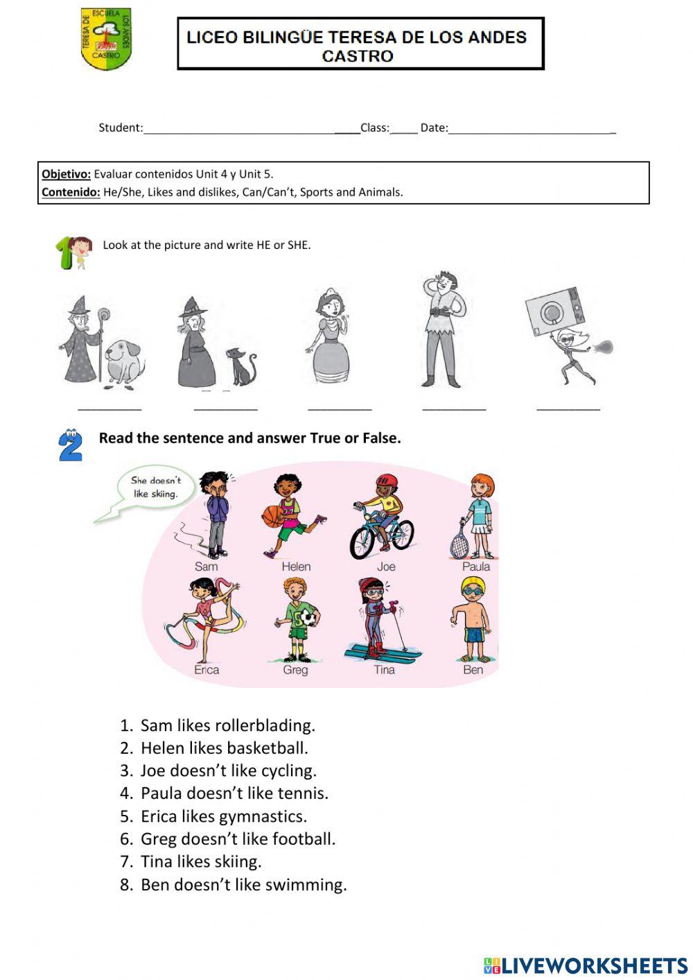 English 3rd Grade - Evaluation worksheet | Live Worksheets