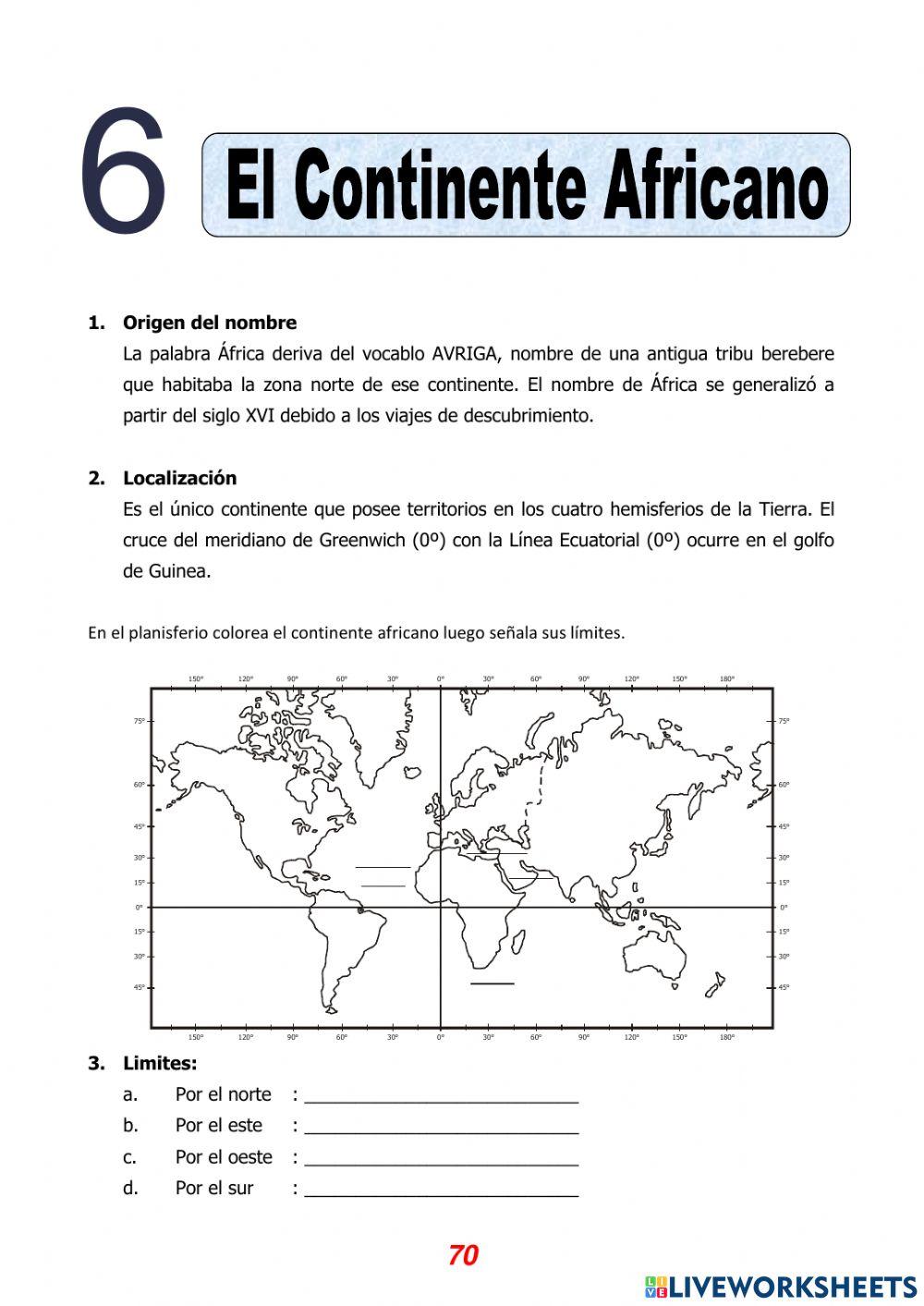 El continente africano online exercise for | Live Worksheets