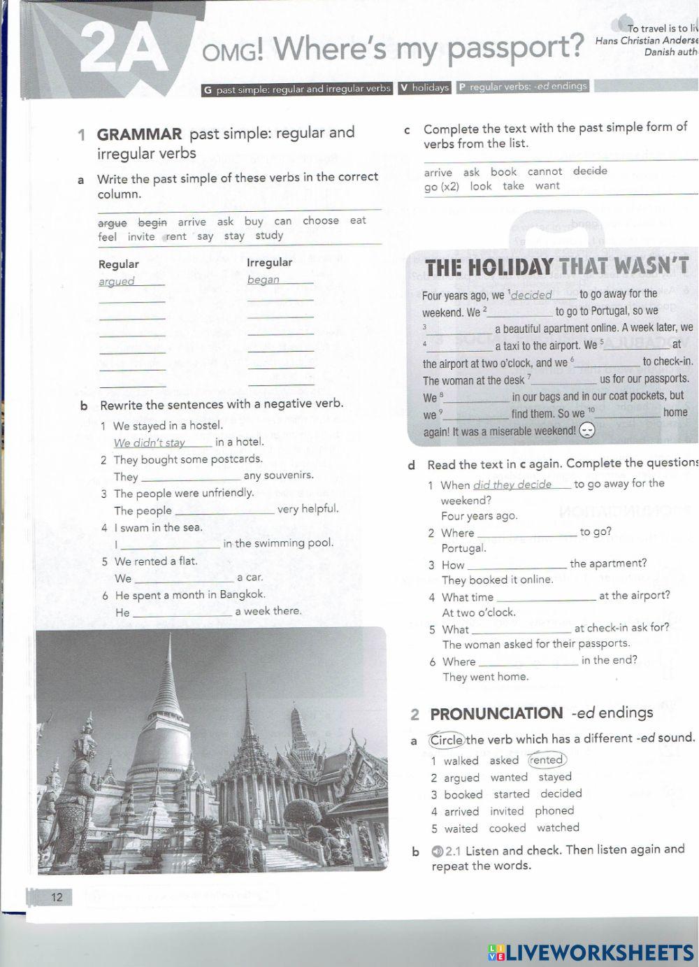 EF Pre-intermediate WB 4th ed. - Unit 2 online exercise for | Live Worksheets