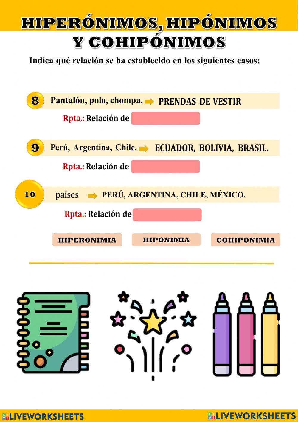 3498563 | Hipónimos , hiperónimos y cohipónimos | Jenny