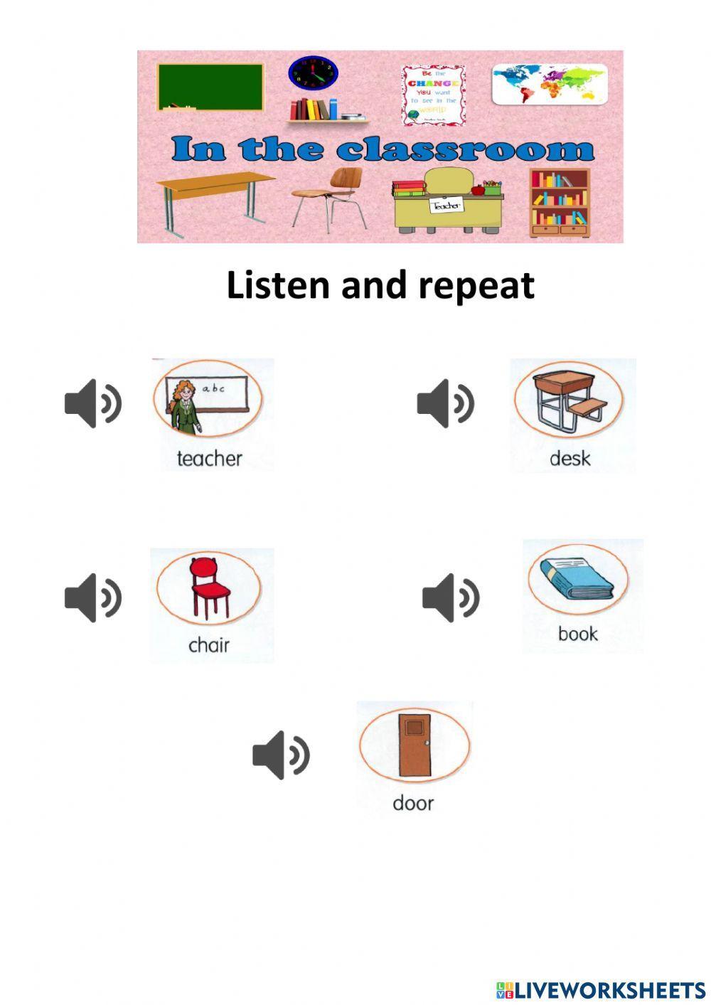 In the classroom | Free Interactive Worksheets | 1697040