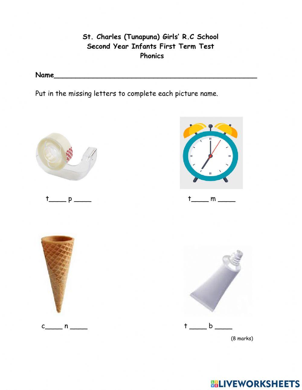 Term 1 Phonics Test 2021 online exercise for | Live Worksheets