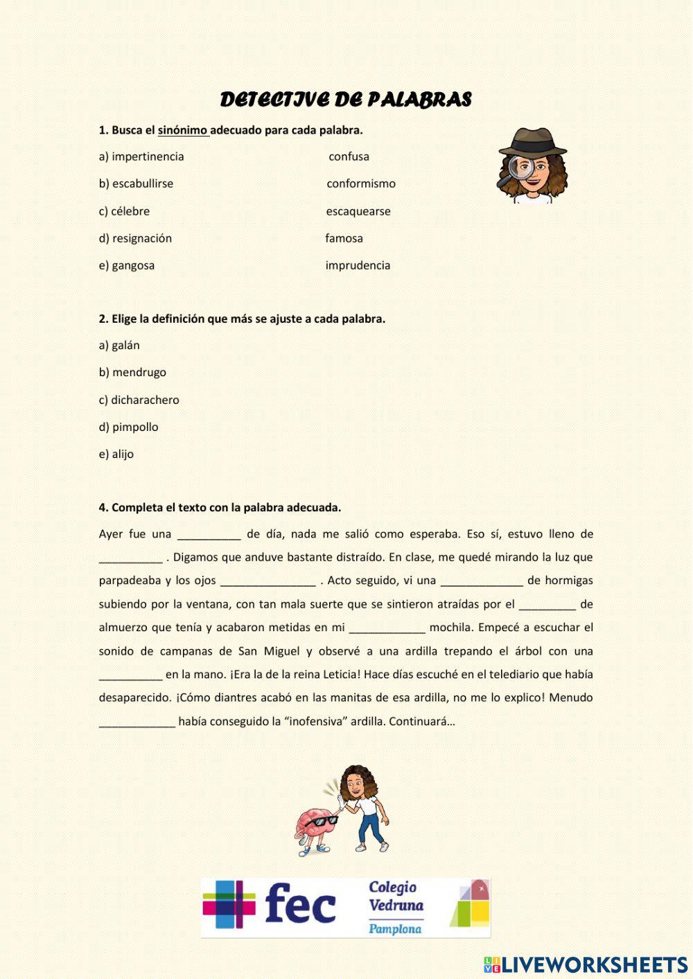 Detective de pa… | Free Interactive Worksheets | 1697135