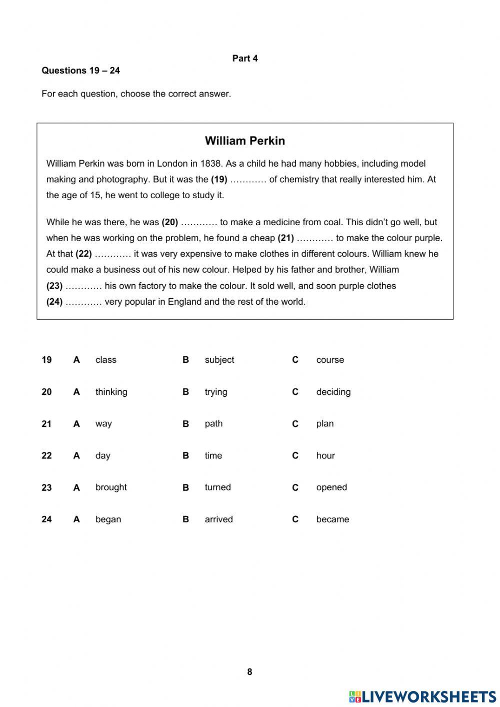 KET READING | Free Interactive Worksheets | 3498649