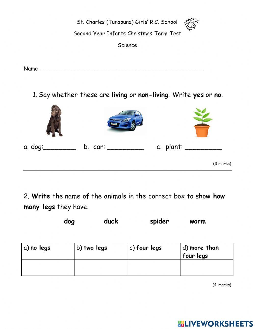Term 1 Science 2021 online exercise for | Live Worksheets