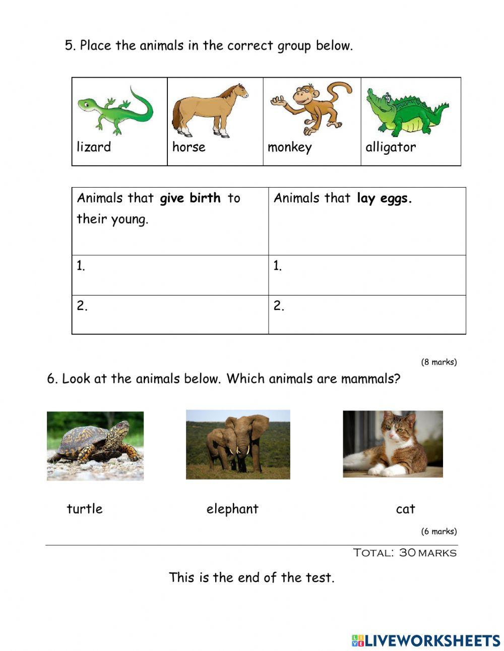 Term 1 Science 2021 online exercise for | Live Worksheets