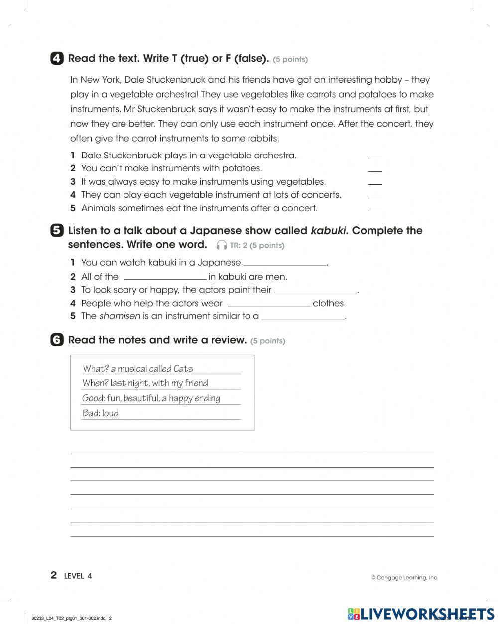 Test Unit 2, Grade 4 online exercise for | Live Worksheets