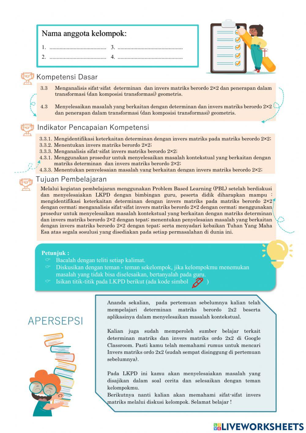 LKPD Invers Mat… | Free Interactive Worksheets | 1697281