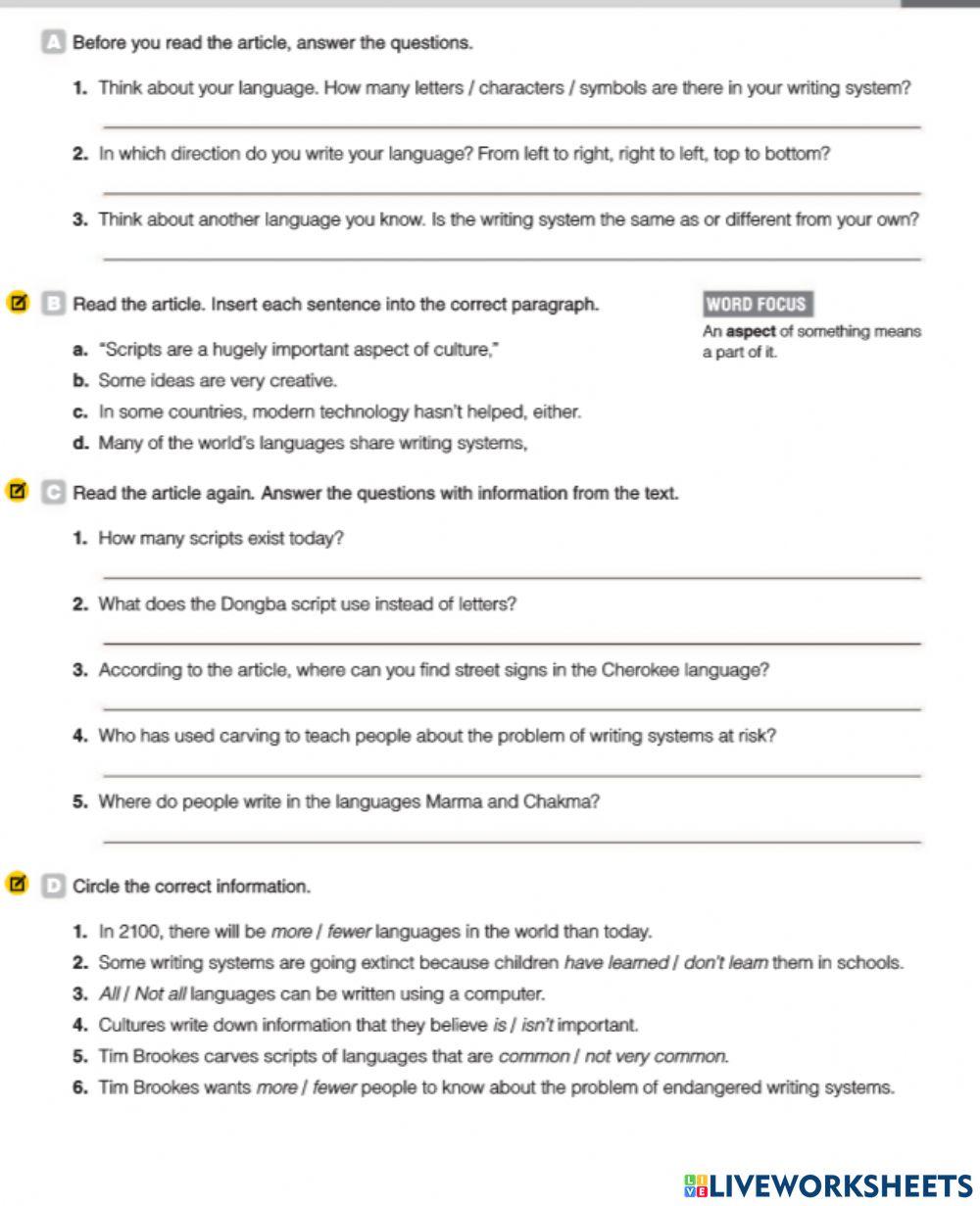 W1u2e interactive worksheet | Live Worksheets