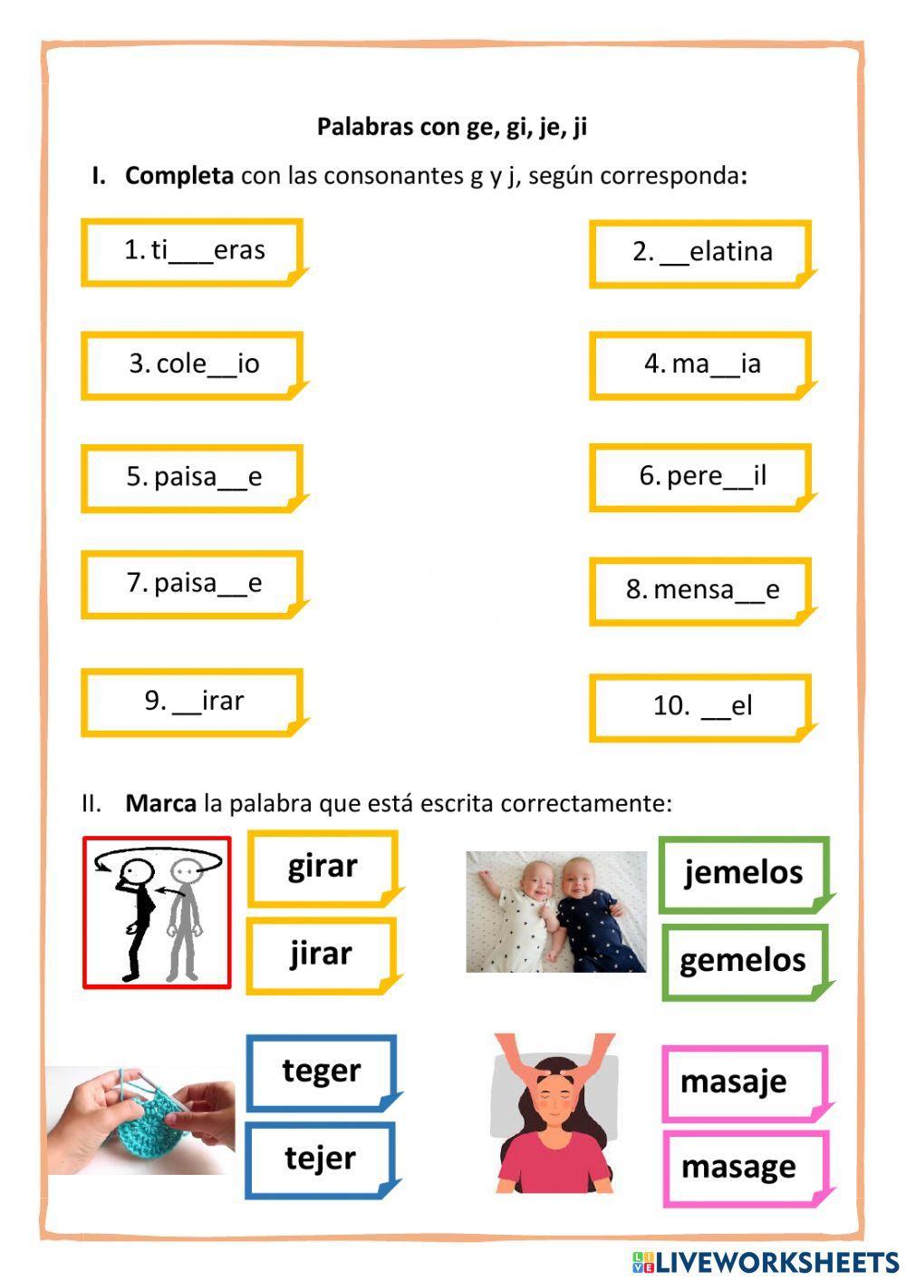 Palabras Con Ge, Gi Worksheet Live Worksheets, 42% OFF Palabras Con Ge, Gi Worksheet Live Worksheets, 42% OFF