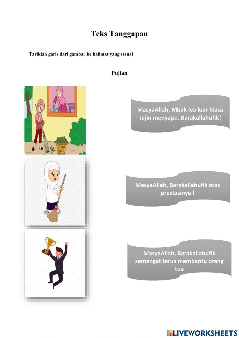 Teks Tanggapan Inklusif worksheet | Live Worksheets