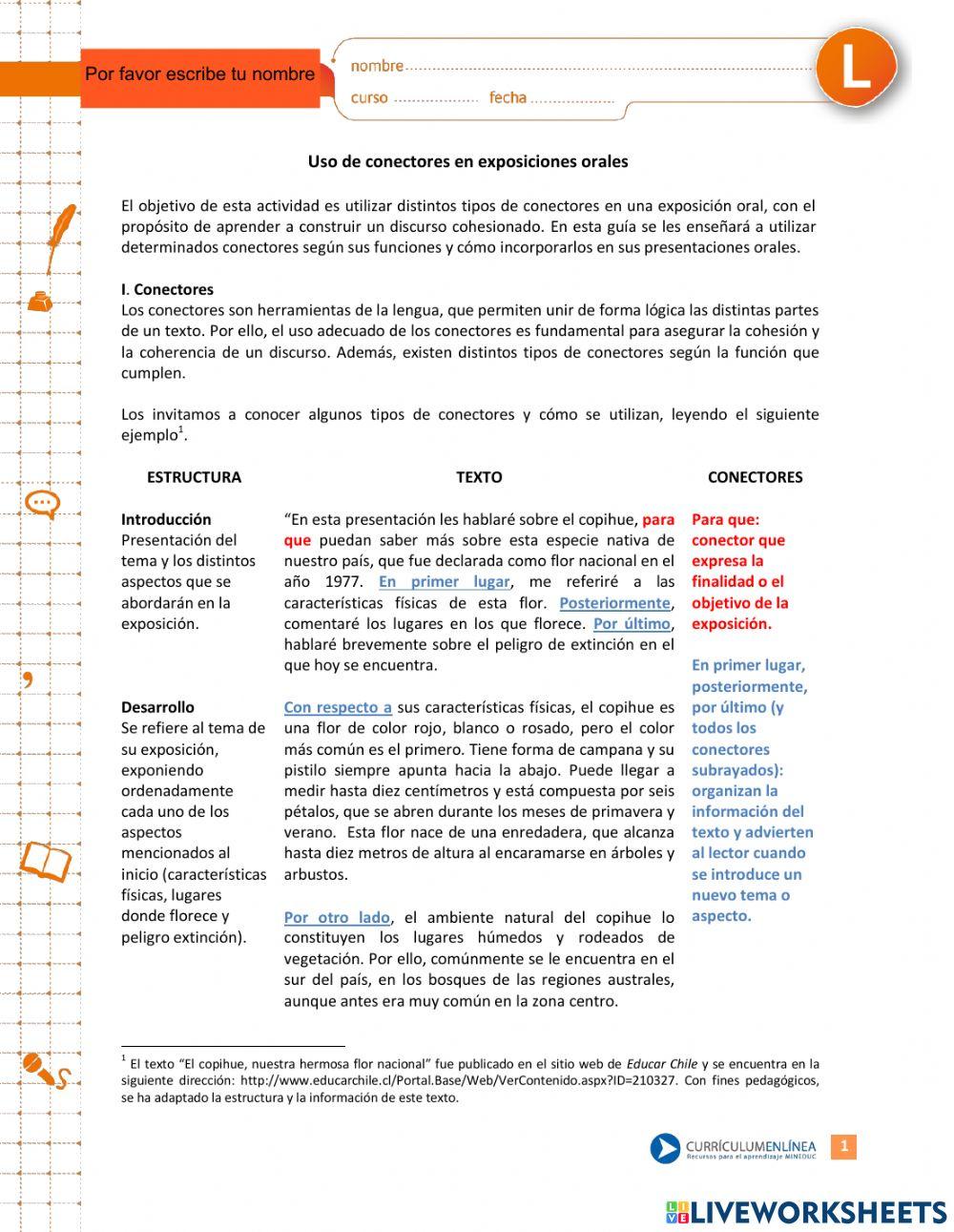 Conectores Interactive Worksheet For 7 Live Worksheets