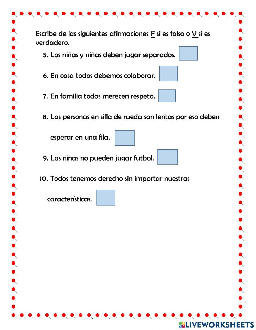 Evaluacón De ética Y Valores Worksheet Live Worksheets