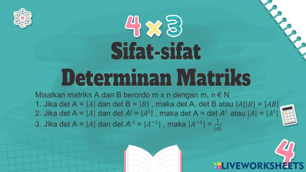 Determinan matriks 2x2 interactive worksheet | Live Worksheets