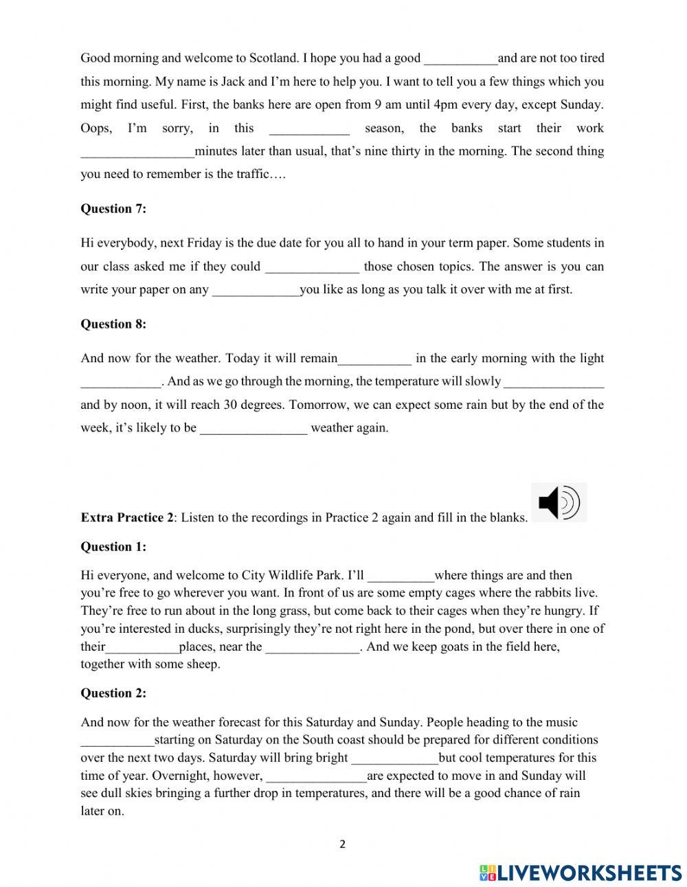 CLC-Listening Tapescript worksheet | Live Worksheets