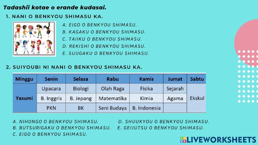 Quiz Nihongo 4230906 | ivolynia | LiveWorksheets