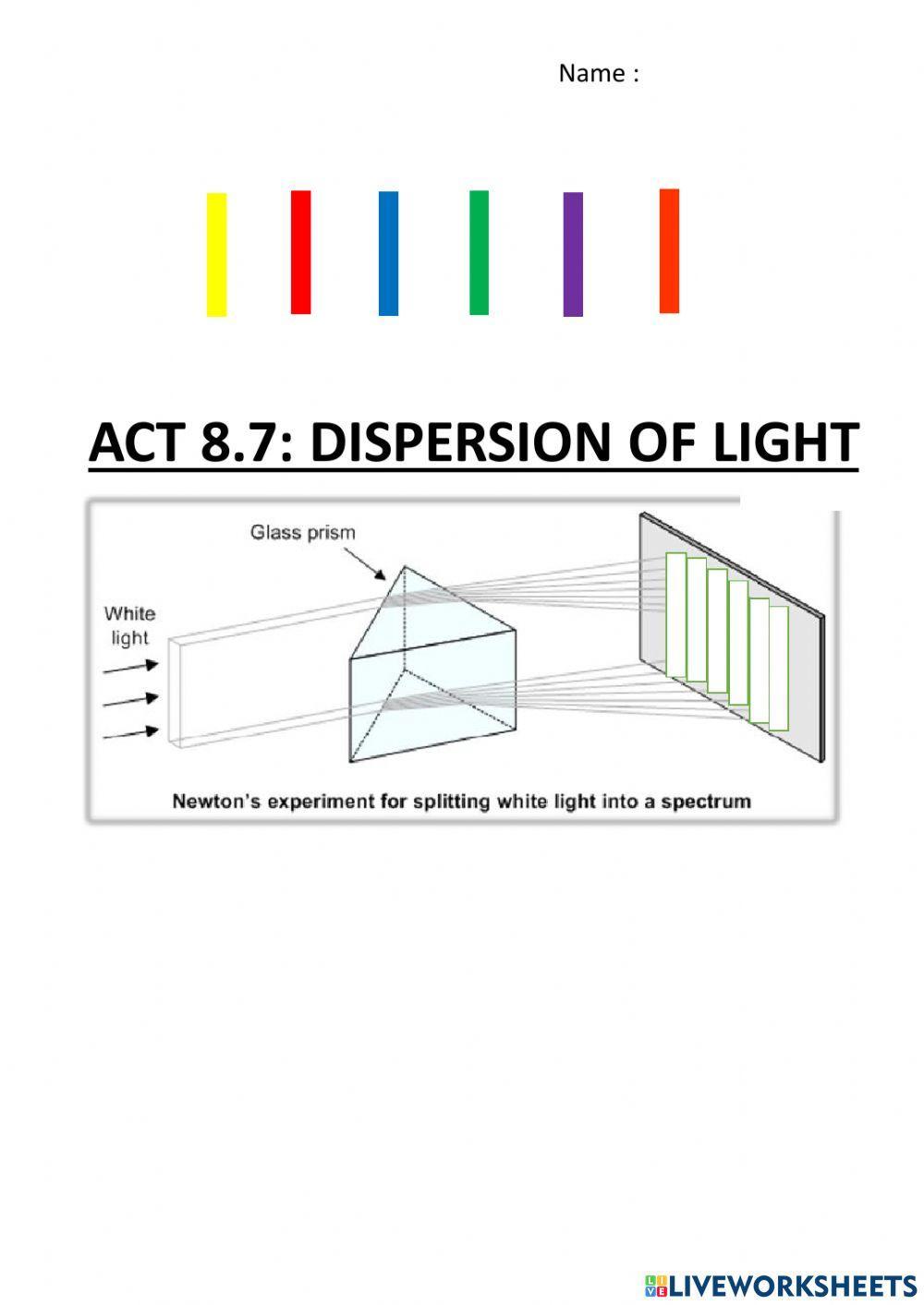 Dispersion of l… | Free Interactive Worksheets | 1604325