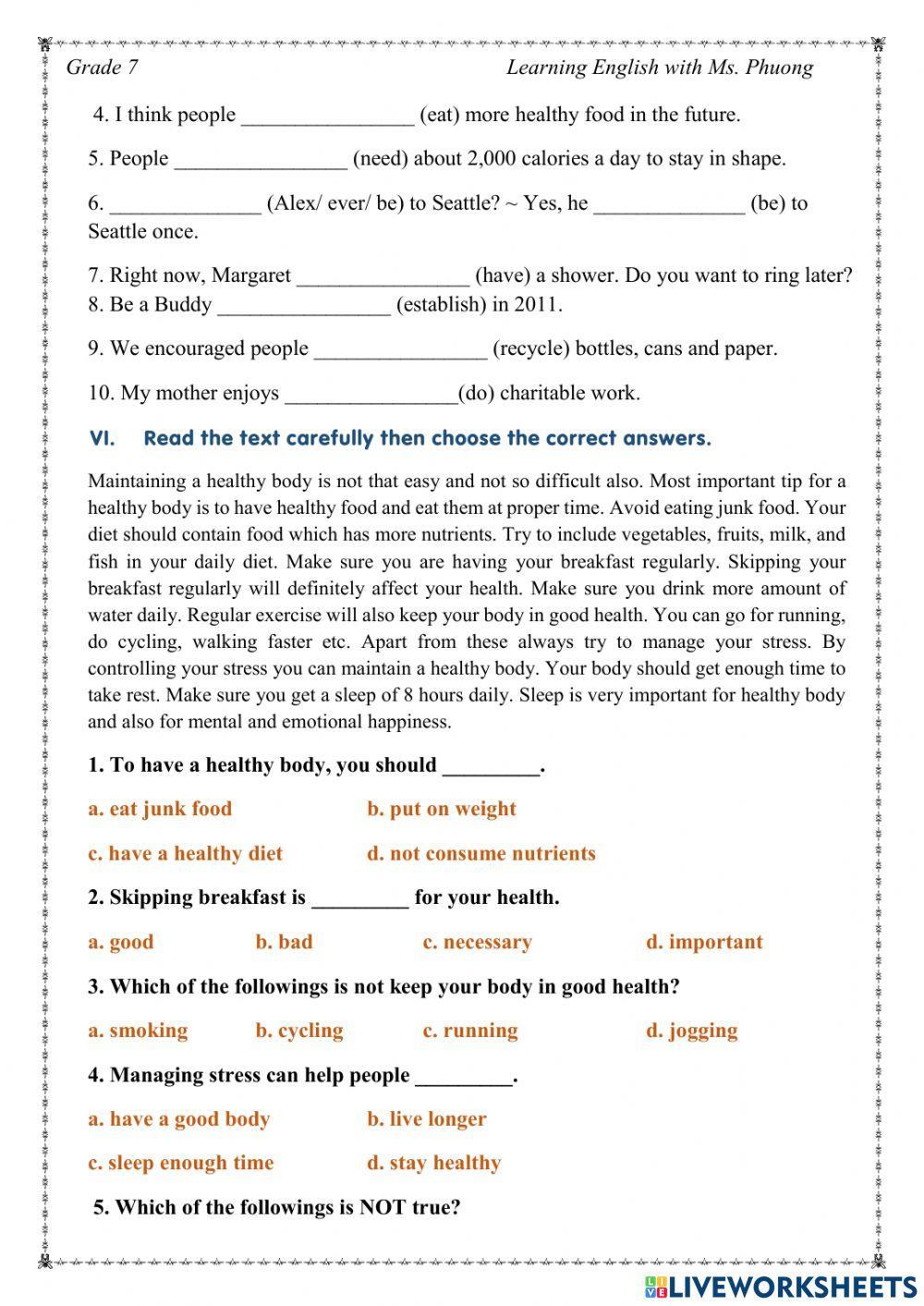 1603995 | English 7 - Review Unit 1-2-3 | Cindy1993