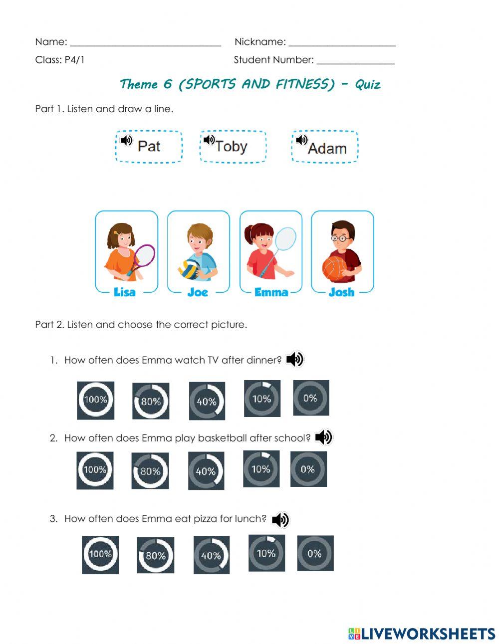 P4 Theme 6 Quiz online exercise for | Live Worksheets