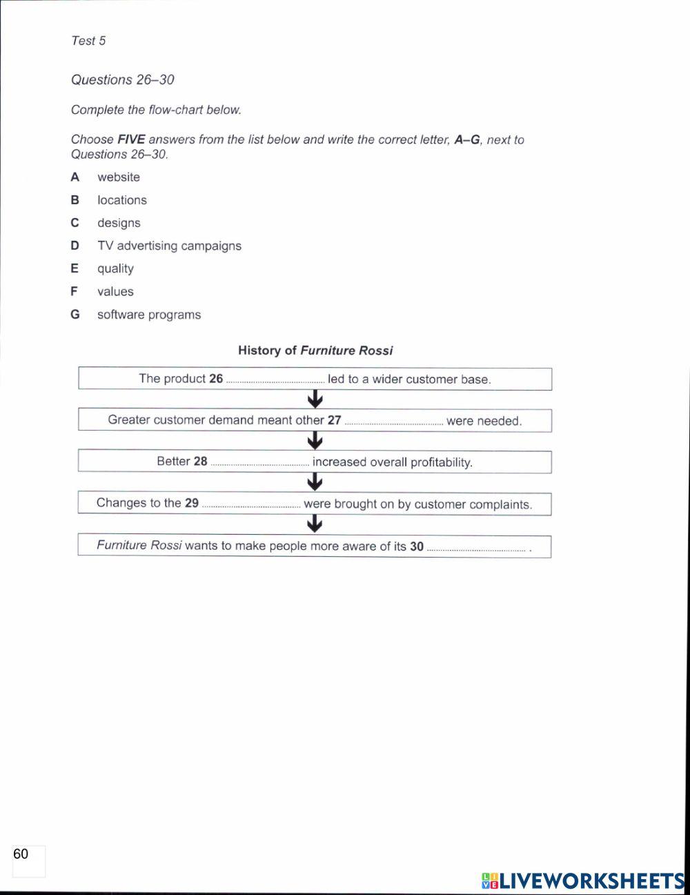O.Test 5 worksheet | Live Worksheets