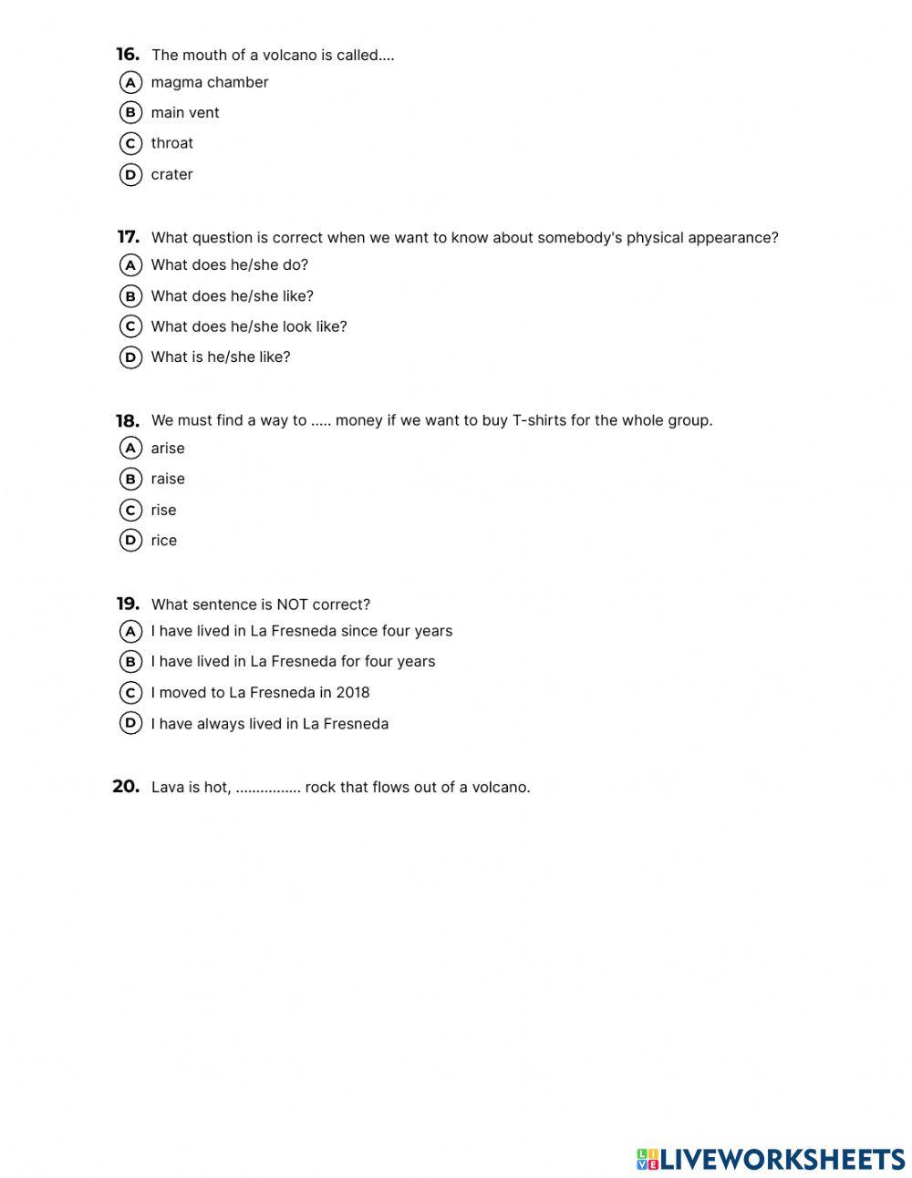 Mission revision | Free Interactive Worksheets | 1604361