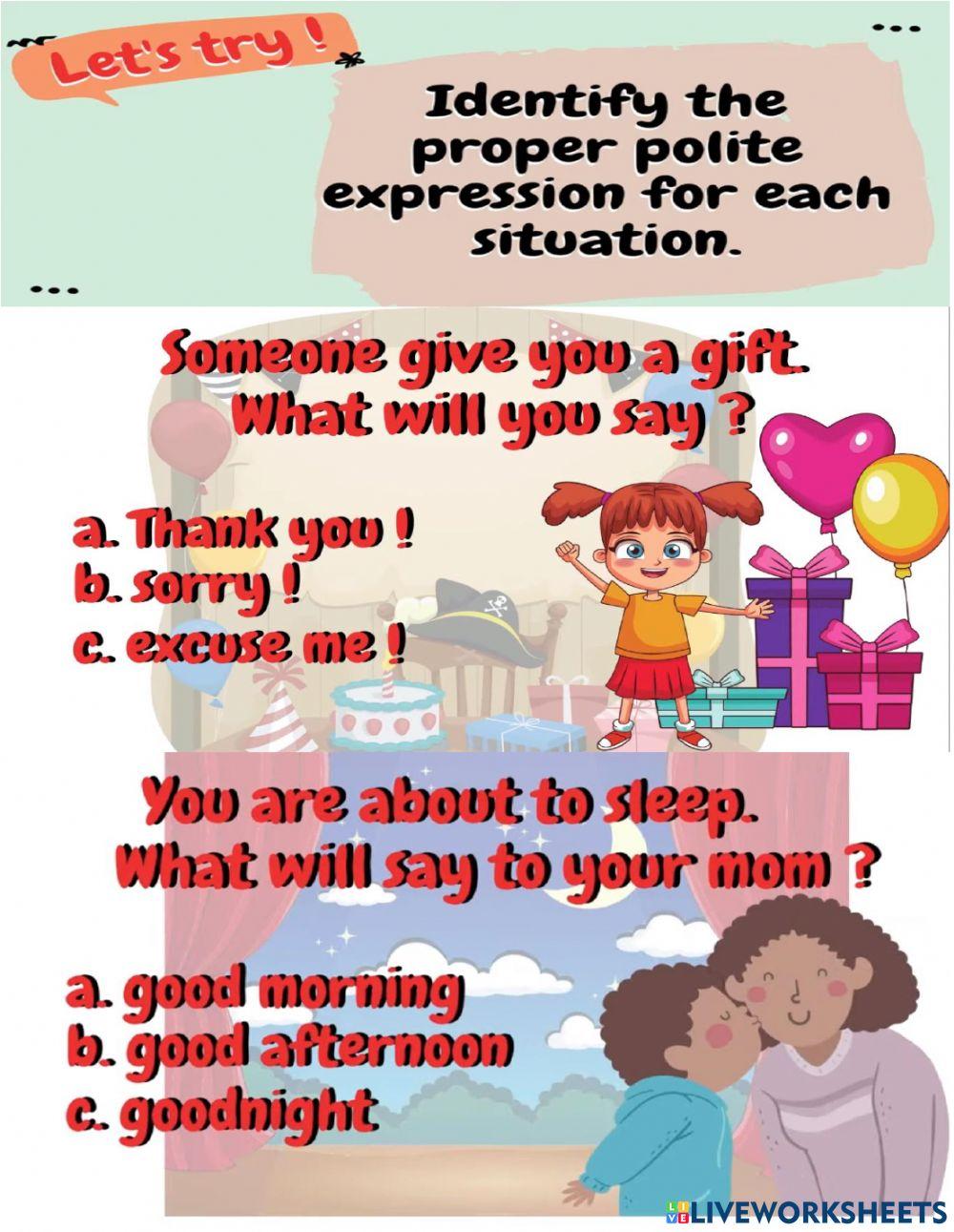 Polite Expressions For Kids