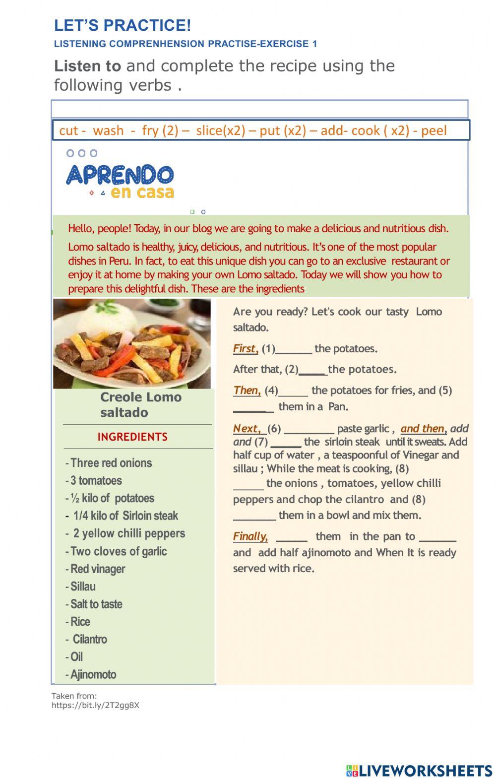 A peruvian Recipe- Activity 3 | SONIA MARINA CHAUCA