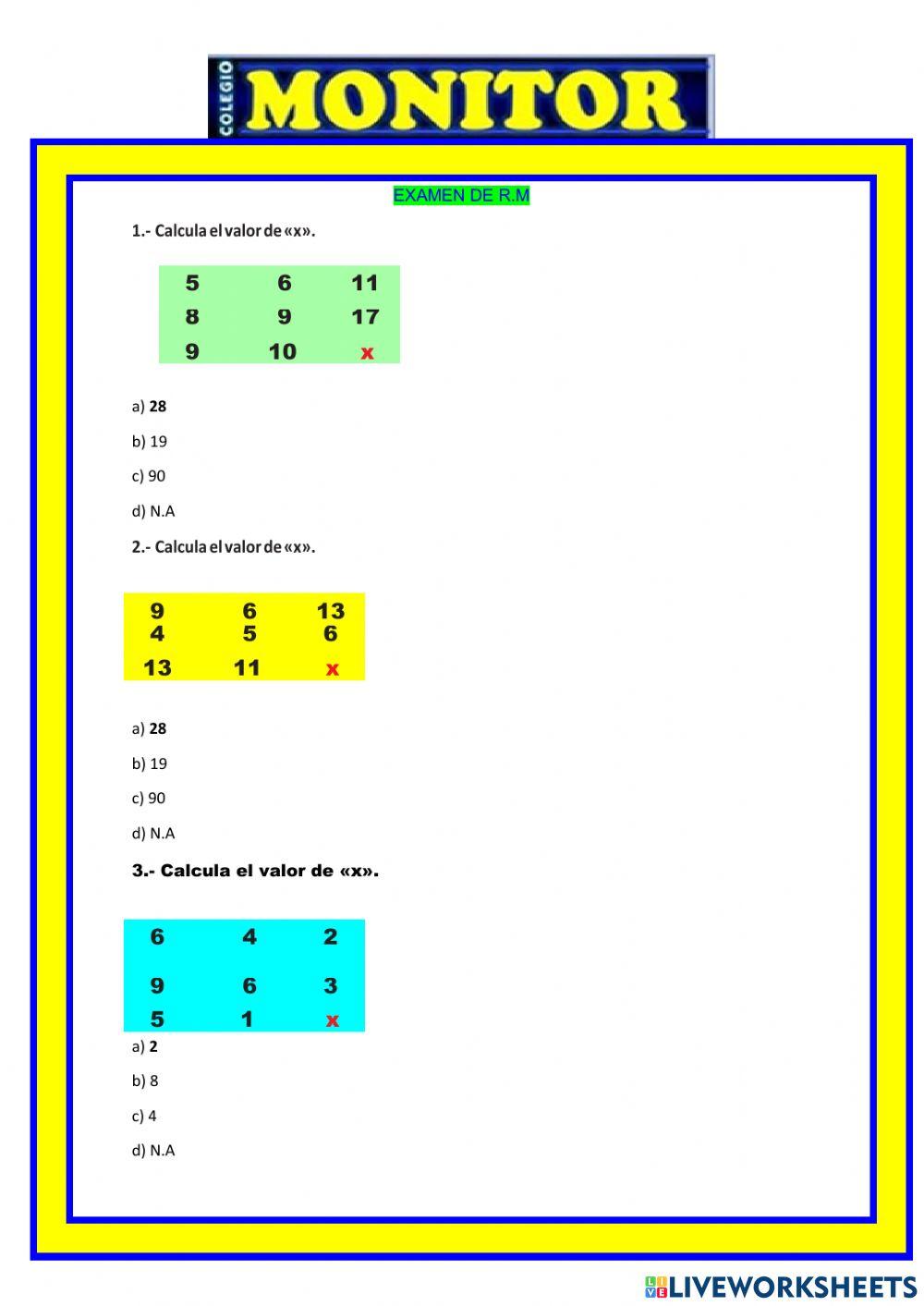 R. m 1604614 | misscarmen3 | Live Worksheets