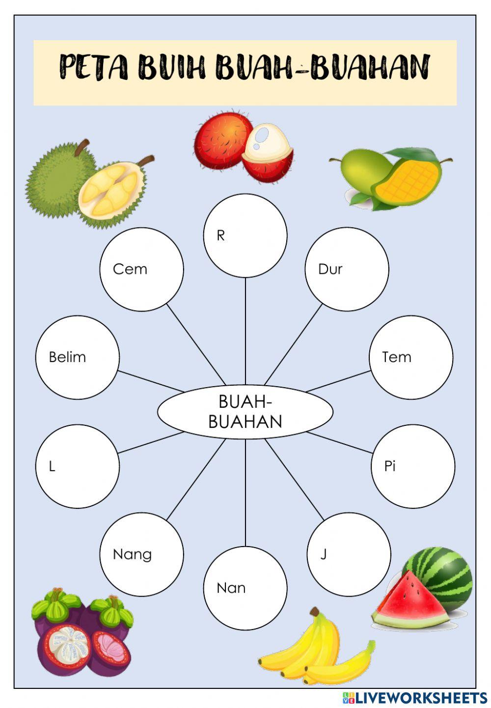 Peta Buih Buah-buahan interactive worksheet | Live Worksheets