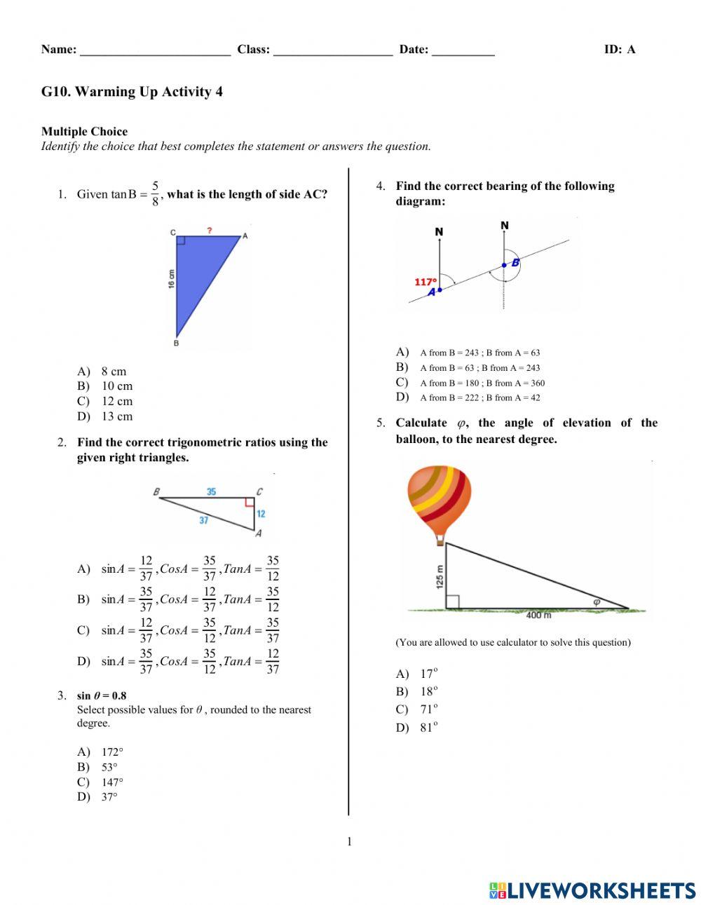 Warming Up Activity online exercise | Live Worksheets