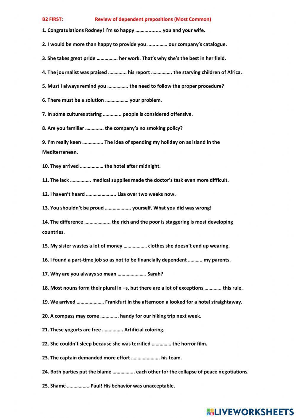 FCE Preposition… | Free Interactive Worksheets | 1605479